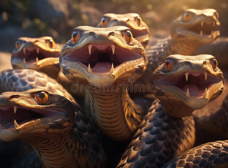 A Group of Snakes Looking at the Camera Stock Illustration ...