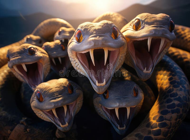 A Group of Snakes Looking at the Camera Stock Illustration ...