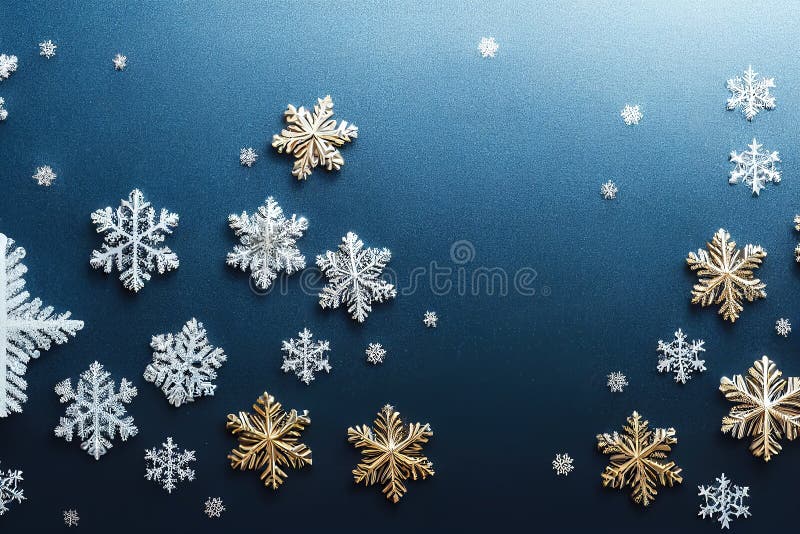 A Group of Snowflakes on a Blue Background with Snow Flakes on the ...