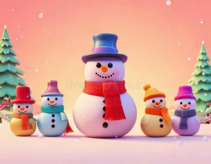A Group of Snowman Outside at 14-11-2024 Stock Illustration ...
