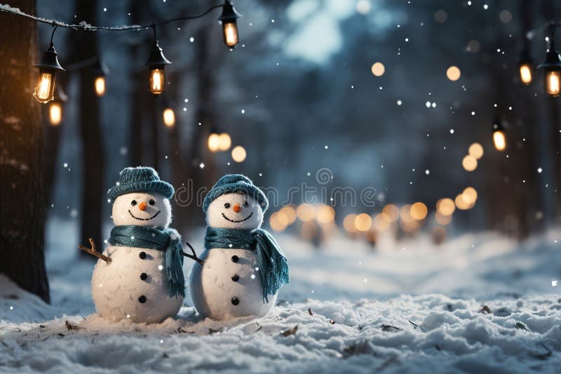 A Group of Snowmen Standing in the Snow Stock Illustration ...