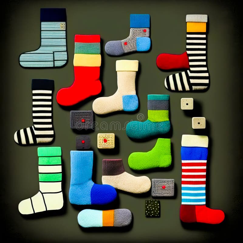 Group of Socks with Different Colors and Designs. Generative AI Stock ...