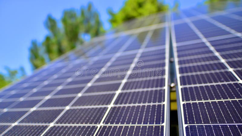 Group of Solar Panels on a Blue Sky. Stock Image - Image of green, fuel ...