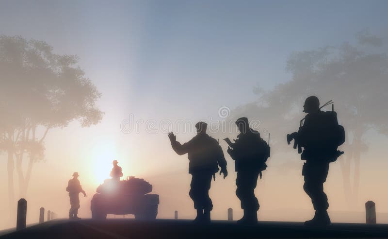 A group of soldiers stock illustration. Illustration of water - 27718859