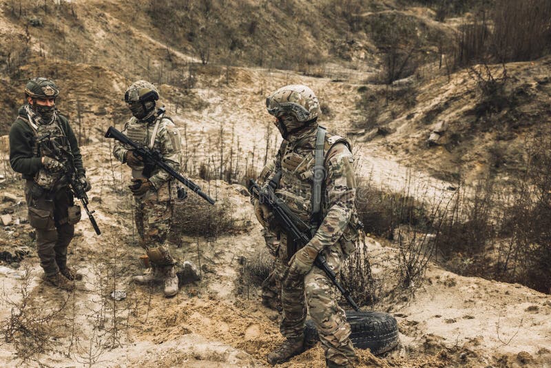 Group of Soldiers before the Attack Stock Image - Image of conflict ...