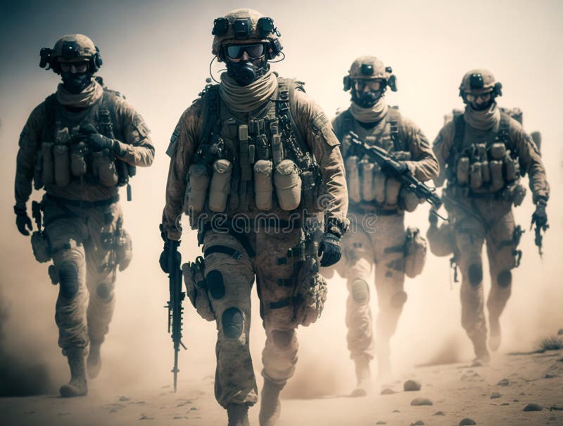 Group of Soldiers Marching Forward in an Open Area, Generated Ai Stock ... Group of Soldiers Marching Forward in an Open Area, Generated Ai Stock ...