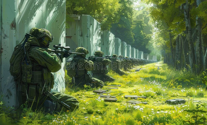 Military Personnel in Green and Black Gear in a Forested Area ...