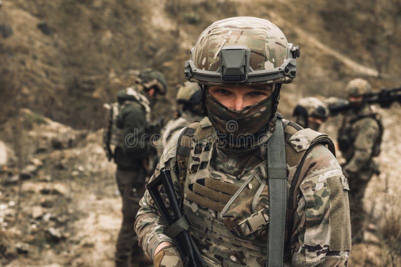 Group of Soldiers on a Shooting Range Stock Photo - Image of bravery ...