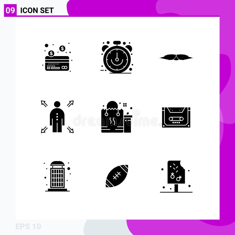 Group of 9 Solid Glyphs Signs and Symbols for Bag, Opportunity ...