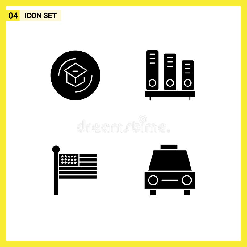 Group of 4 Solid Glyphs Signs and Symbols for Education, Shelves ...