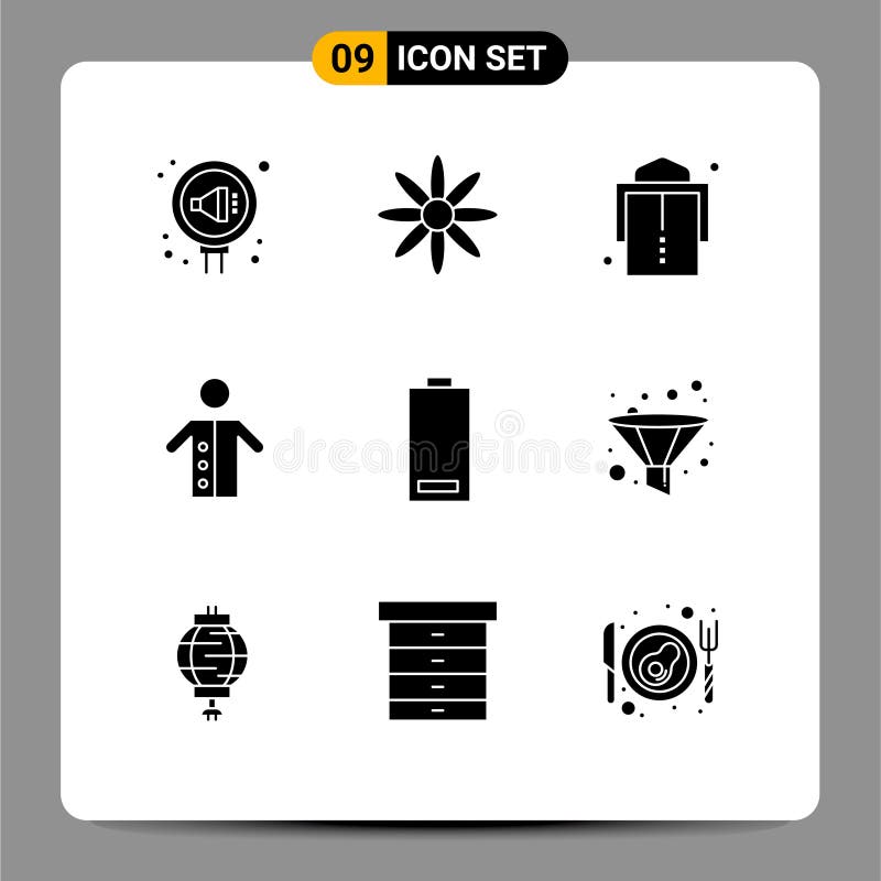 Group of 9 Solid Glyphs Signs and Symbols for Electric, Priest, Belt ...