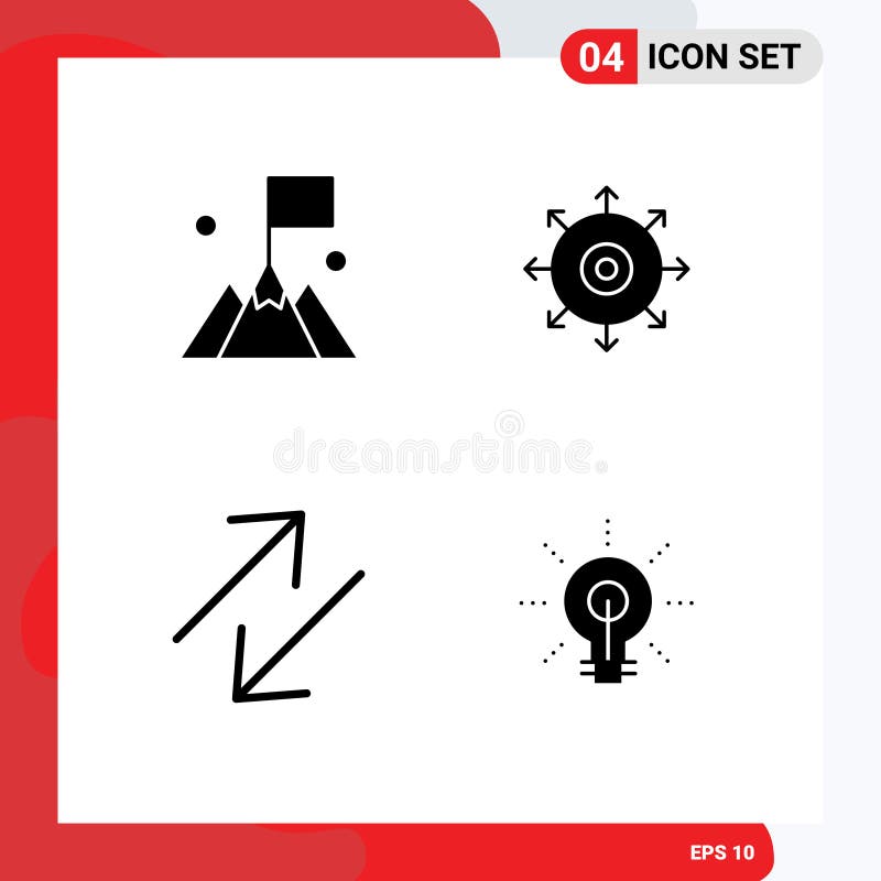 Group of 4 Solid Glyphs Signs and Symbols for Flag, Change, User ...