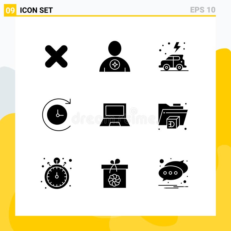 Group of 9 Solid Glyphs Signs and Symbols for Gadget, Computers, Human ...