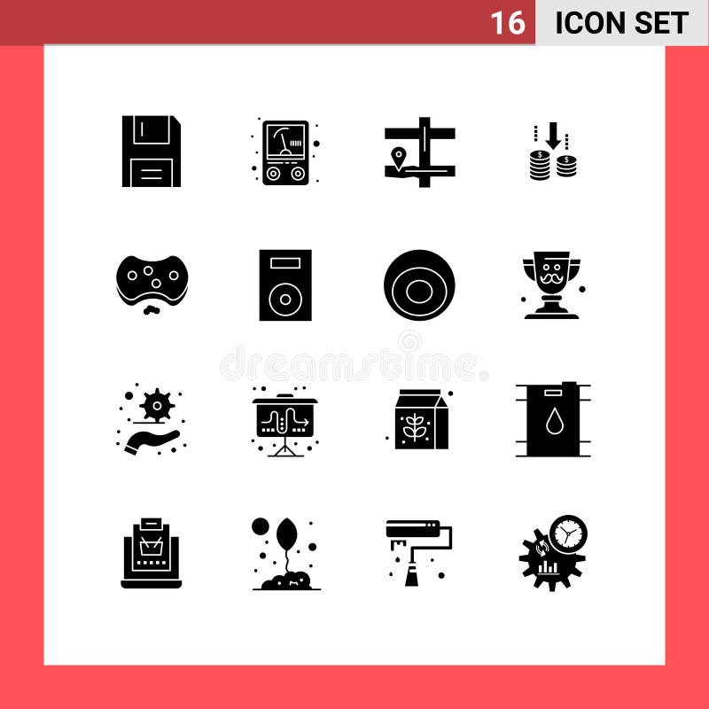 Group of 16 Solid Glyphs Signs and Symbols for Hospital, Care, Map ...