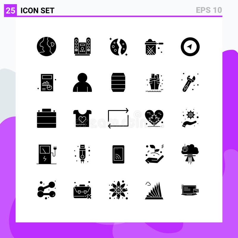 Group of 25 Solid Glyphs Signs and Symbols for Map, Restaurant ...