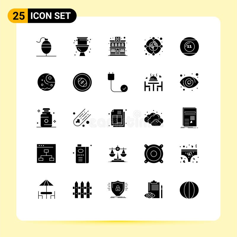 Group of 25 Solid Glyphs Signs and Symbols for Pool, Equipment ...