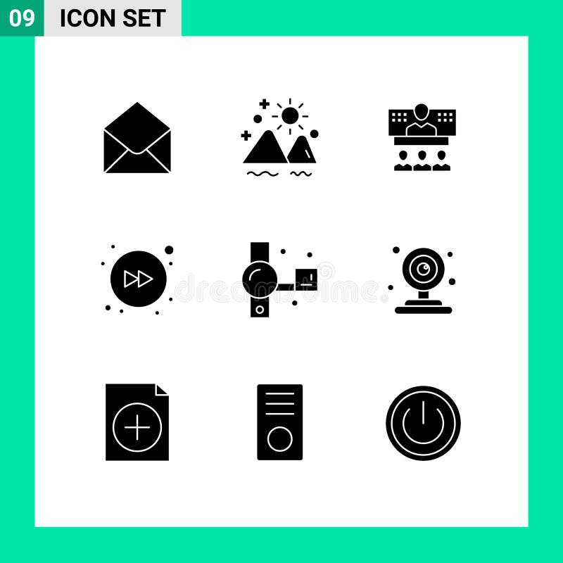 Group of 9 Solid Glyphs Signs and Symbols for Right, Arrow, Summer ...