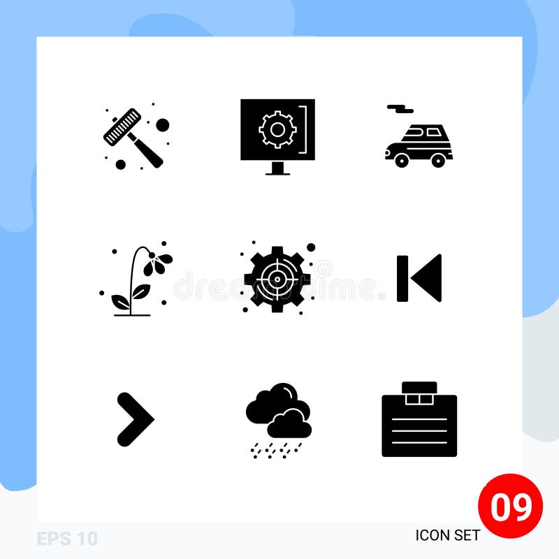 Group of 9 Solid Glyphs Signs and Symbols for Spring, Flower, Support ...