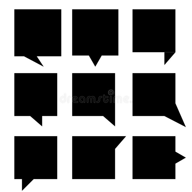 Group of Speech Bubbles with Black Color Stock Vector - Illustration of ...