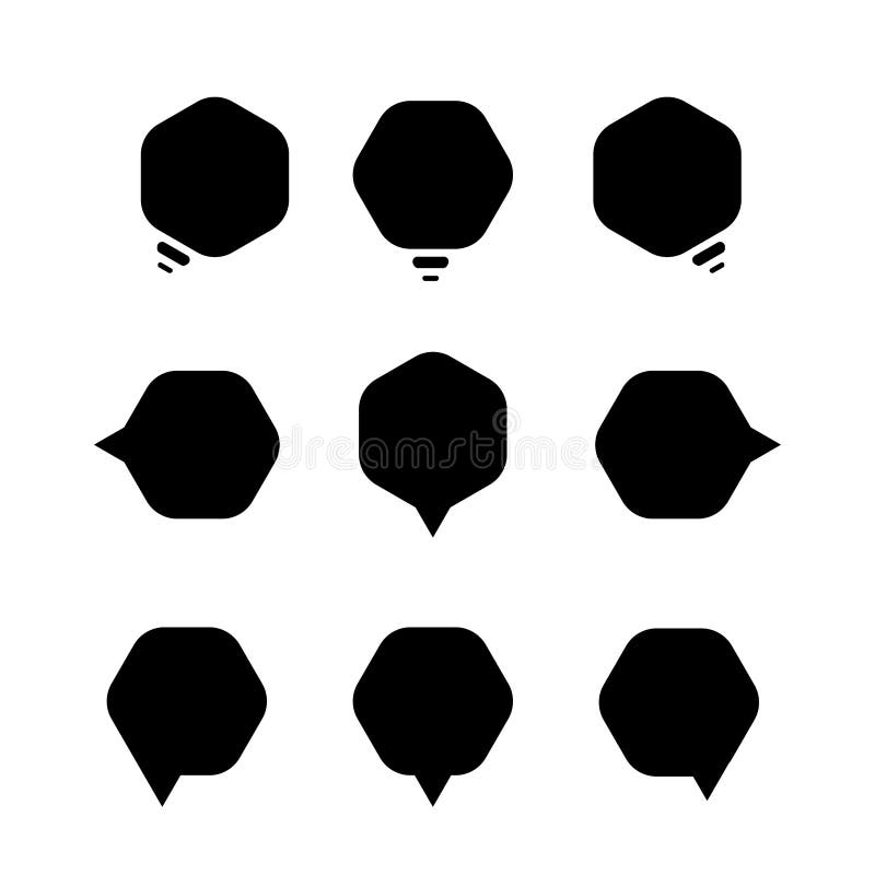 Group of Speech Bubbles with Black Color Stock Vector - Illustration of ...