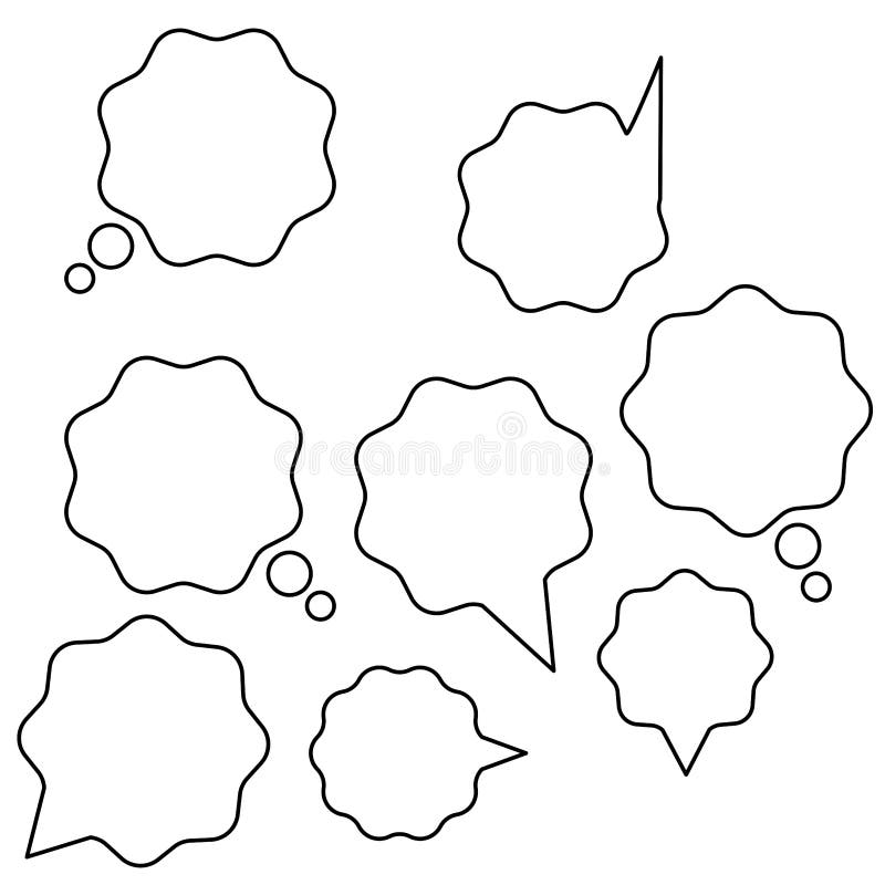 Group of Speech Bubbles with Outline Stroke Stock Vector - Illustration ...