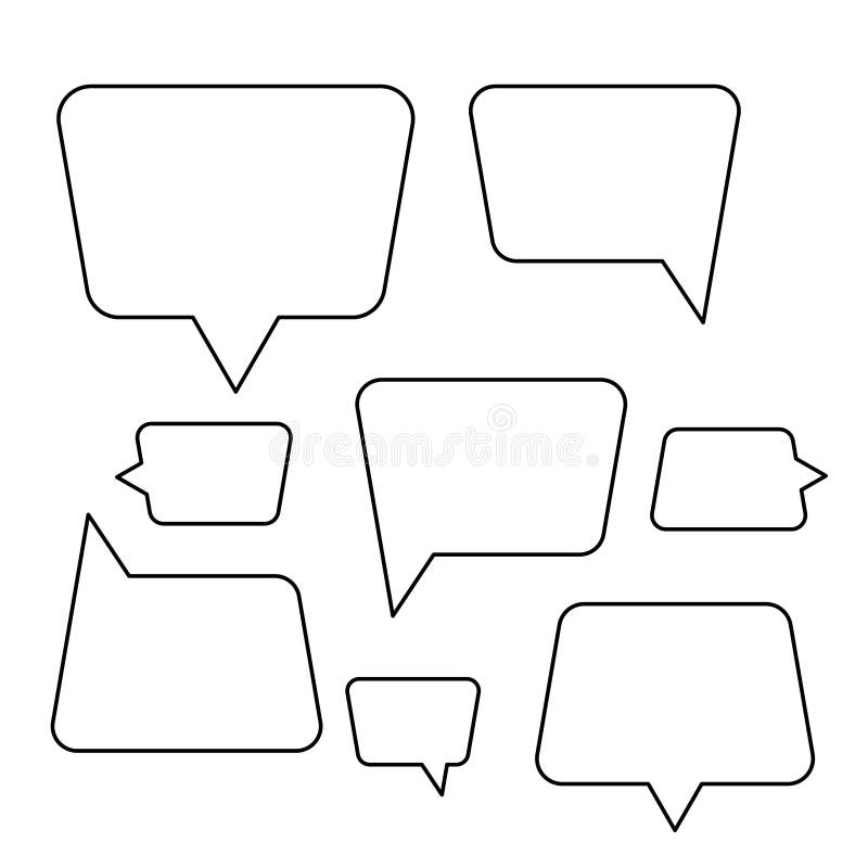 Group of Speech Bubbles with Outline Stroke Stock Vector - Illustration ...