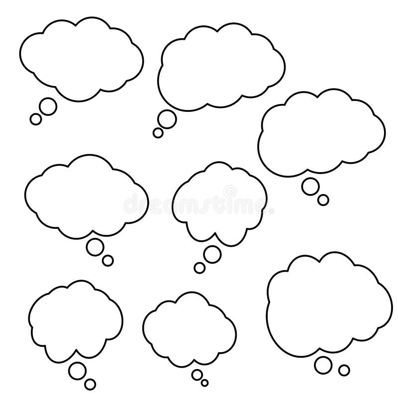 Group of Speech Bubbles with Outline Stroke Stock Vector - Illustration ...