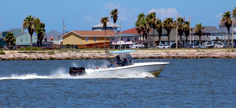 Boating Across the River Near the Jetties Stock Image - Image of ...
