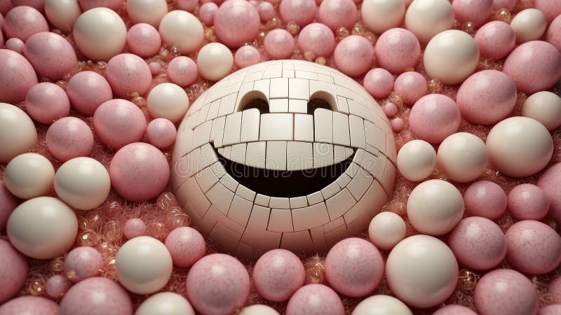 Shiny Red Smiley Face Emoji on Pink Background Stock Illustration ...