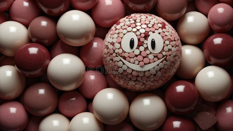 Shiny Red Smiley Face Emoji on Pink Background Stock Illustration ...