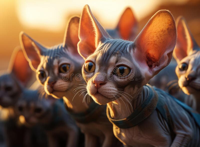 A group of Sphynx cats stock photo. Image of portrait - 290935090