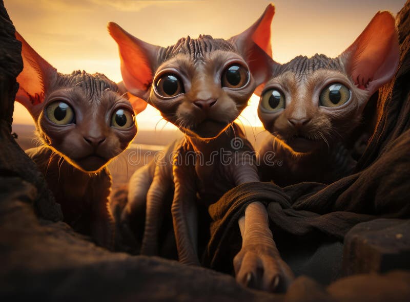 A group of Sphynx cats stock image. Image of sphinx - 290937175