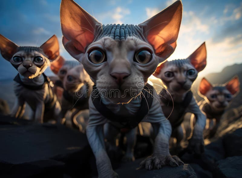 A group of Sphynx cats stock photo. Image of sphinx - 290931124