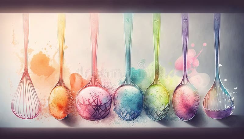 A Group of Spoons with Different Colors of Paint on Them Stock ...