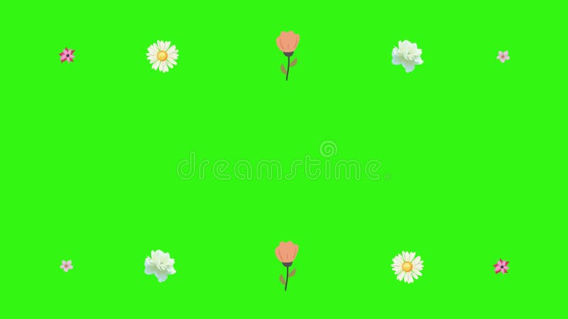 Group of Spring Flowers Animation Elements on Green Screen Chroma Key ...