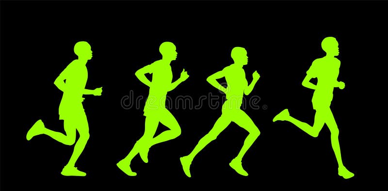 Group of Sprinter Runners Vector Silhouette Illustration Isolated ...
