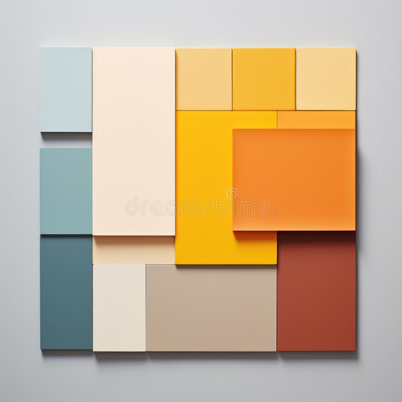 A Group of Squares of Different Colors on a Wall. Stock Illustration ...