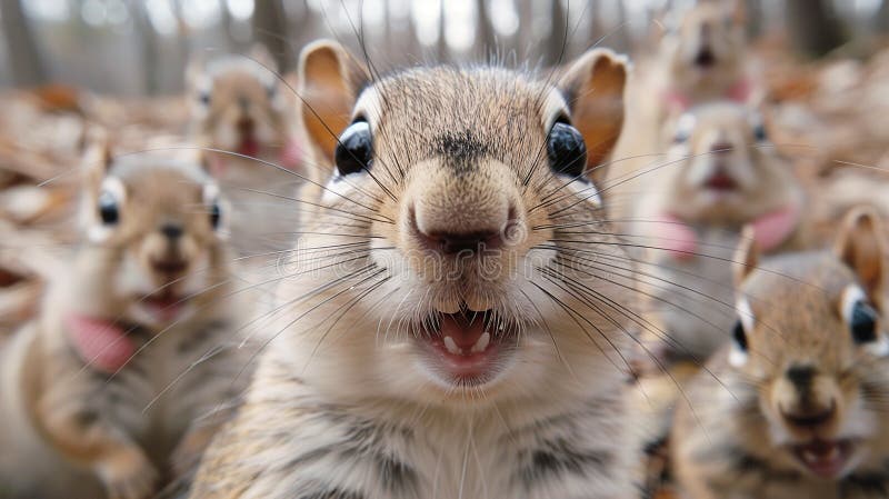A Group of Squirrels Looking at the Camera Stock Illustration ...