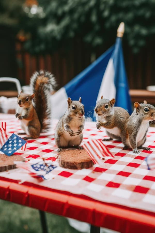 A Group of Squirrels Sitting on Top of a Table. Generative AI Image ...