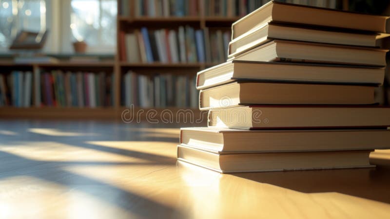 A Group of Stacked Books with Their Shadows Forming a Staircase ...
