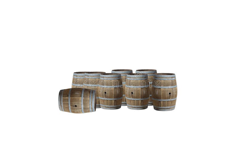 Group of Stacked Wooden Wine Barrels- Stock Illustration - Illustration ...