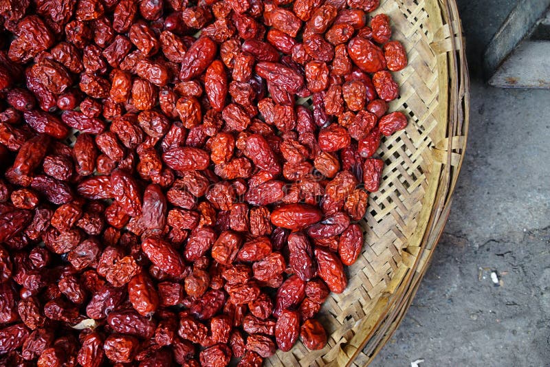 Group Stacks of Dried Red Chinese Dates Stock Image - Image of farming ...