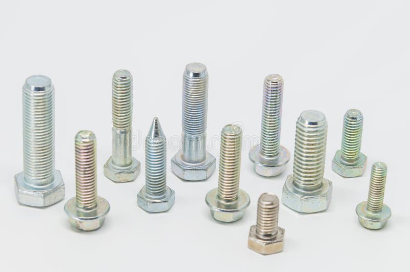 Group of Stainless Steel Bolt on White Background and Selective Focus ...