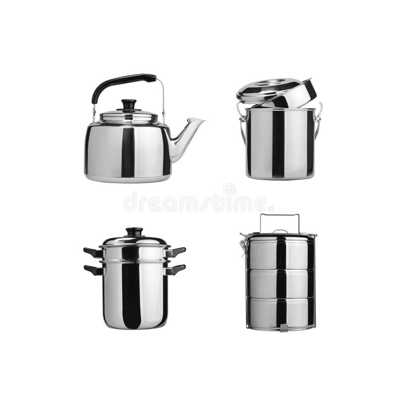 Group of Stainless Steel Kitchen Items Stock Photo - Image of life ...
