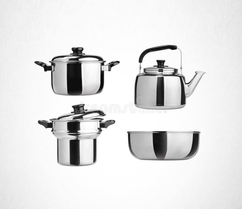 Group Of Stainless Steel Kitchen Items Stock Image - Image of group ...