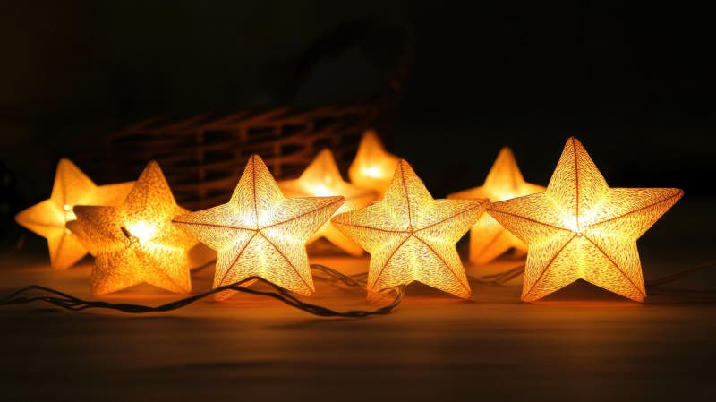 A Group of Star Shaped Lights on a Table Stock Illustration ...