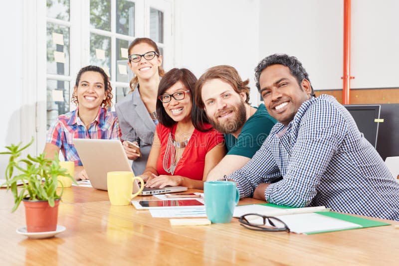 Group of Startup Founders Using Computers in a Team Stock Photo - Image ...