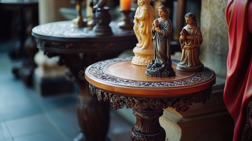 A Group of Statues Sit on a Table, Ready To Be Displayed Stock Image ...