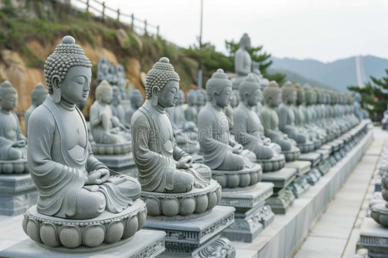 Group of Statues Sitting on Top of a Stone Bench, Great for Decorating ...
