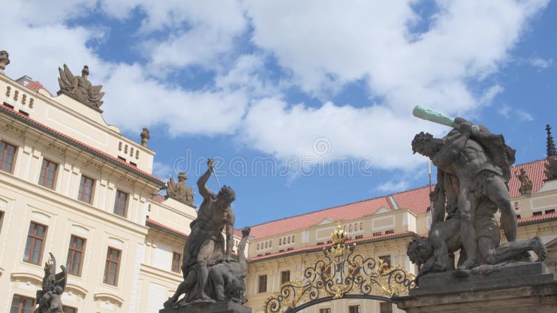 A Group of Statues are Standing in Front of a Building Stock Footage ...